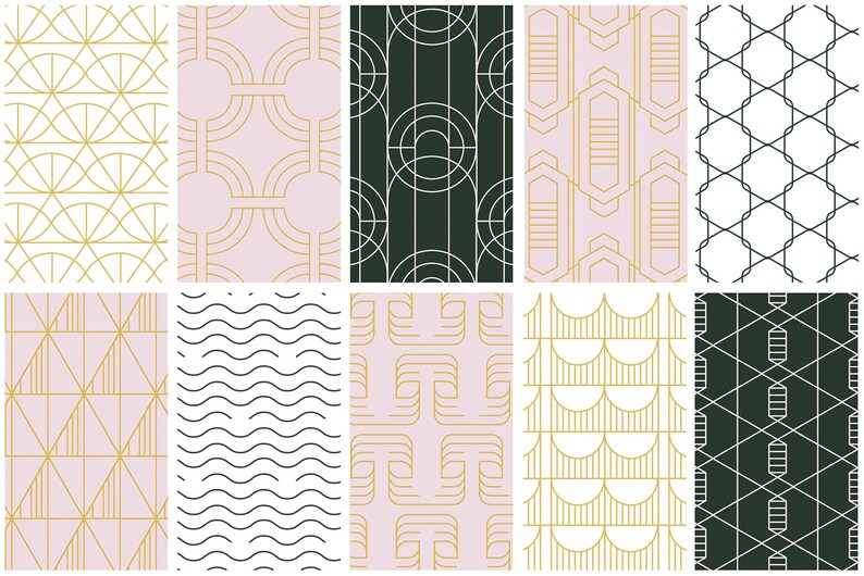 Simple Monoline Patterns Backgrounds Digital Papers | Etsy