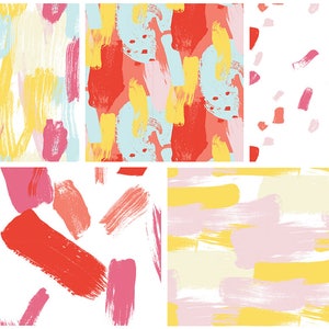 Colorful Digital Paper, Printable Paper, Brush Strokes, Pattern ...