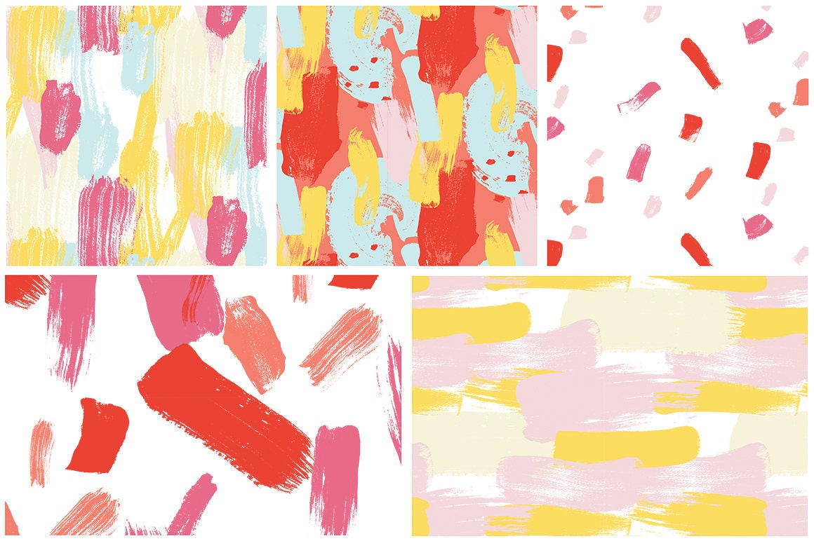 Colorful Digital Paper, Printable Paper, Brush Strokes, Pattern ...