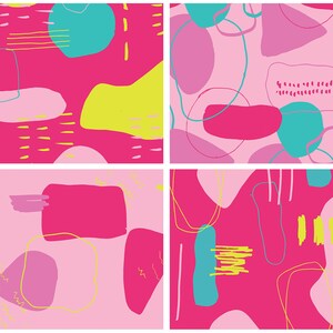 Digital Paper, Printable Paper, Abstract Shapes, Colorful Pattern ...