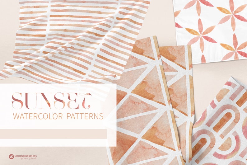 Watercolor Sunset Digital Papers Planner Printables - Etsy