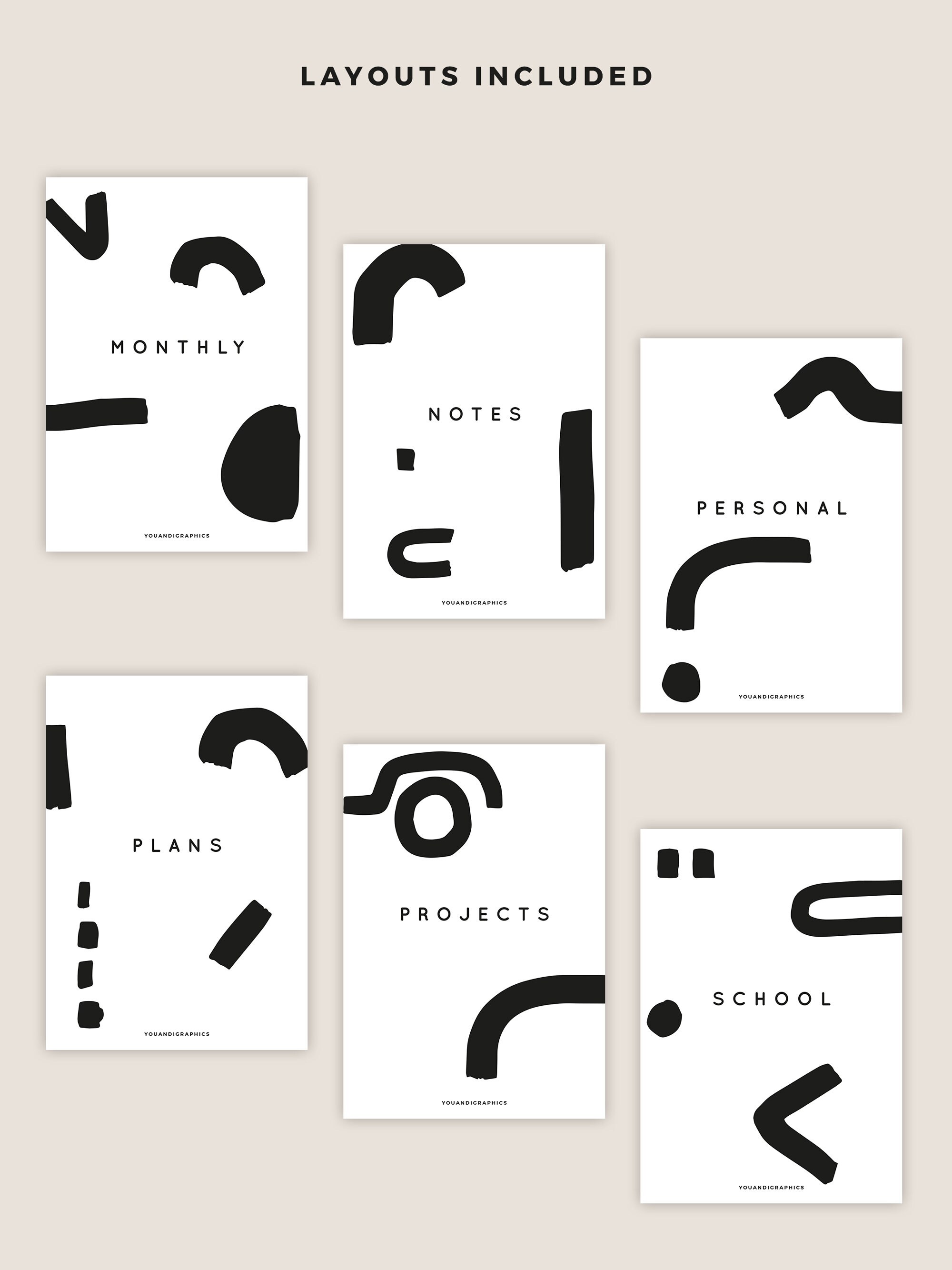 Bold Shapes Printable Planner Dividers, Modern Planner Inserts (digital ...