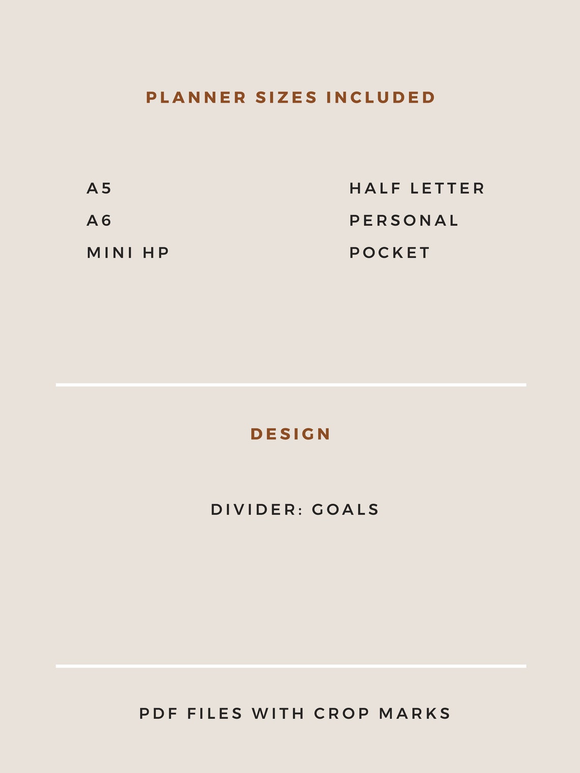 Single Printable Planner Dashboard GOALS Divider. Ideal as - Etsy