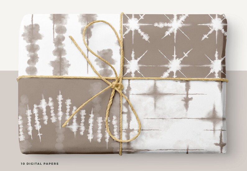 Shibori Tie-dye Digital Papers, Earthy, Neutral Tones Bohemian ...
