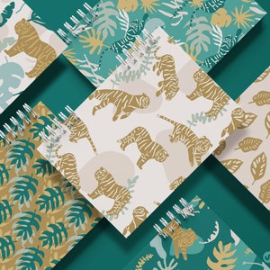 Tropical Tiger Jungle Theme Printable Papers, Digital Printables ...
