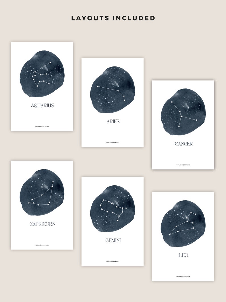 Zodiac Constellation Printable Planner Dashboards Star Signs - Etsy