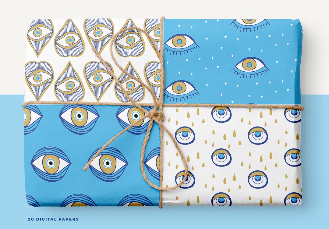Evil Eye Backgrounds, Eyes Pattern, Hand-drawn, Digital Paper ...