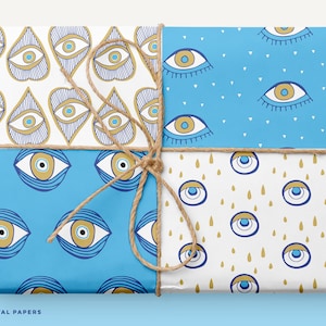 Evil Eye Backgrounds, Eyes Pattern, Hand-drawn, Digital Paper ...