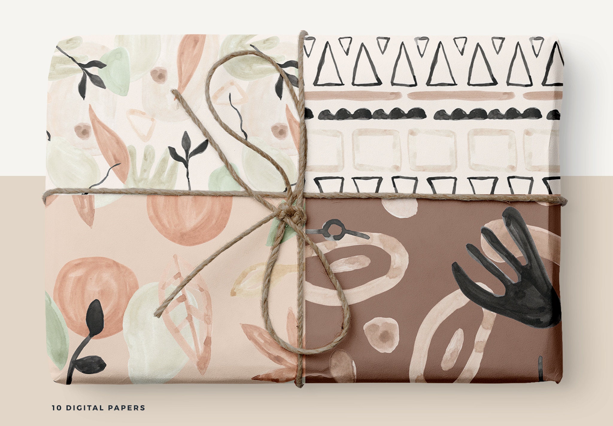 Earthy Abstract Watercolor Digital Papers Planner Printables - Etsy
