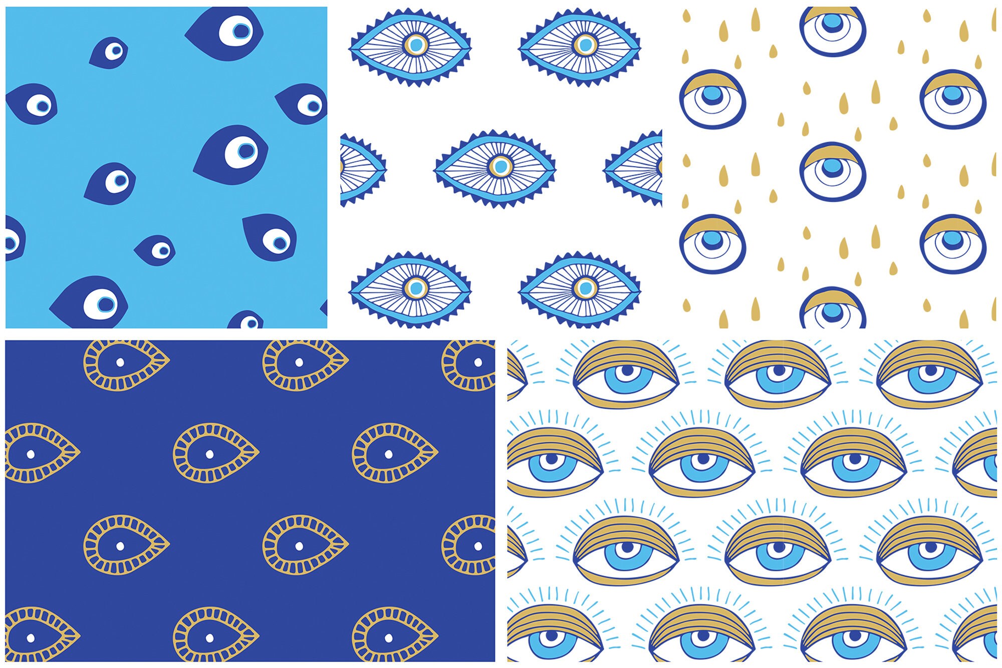 Evil Eye Backgrounds Eyes Pattern Hand-drawn Digital Paper - Etsy