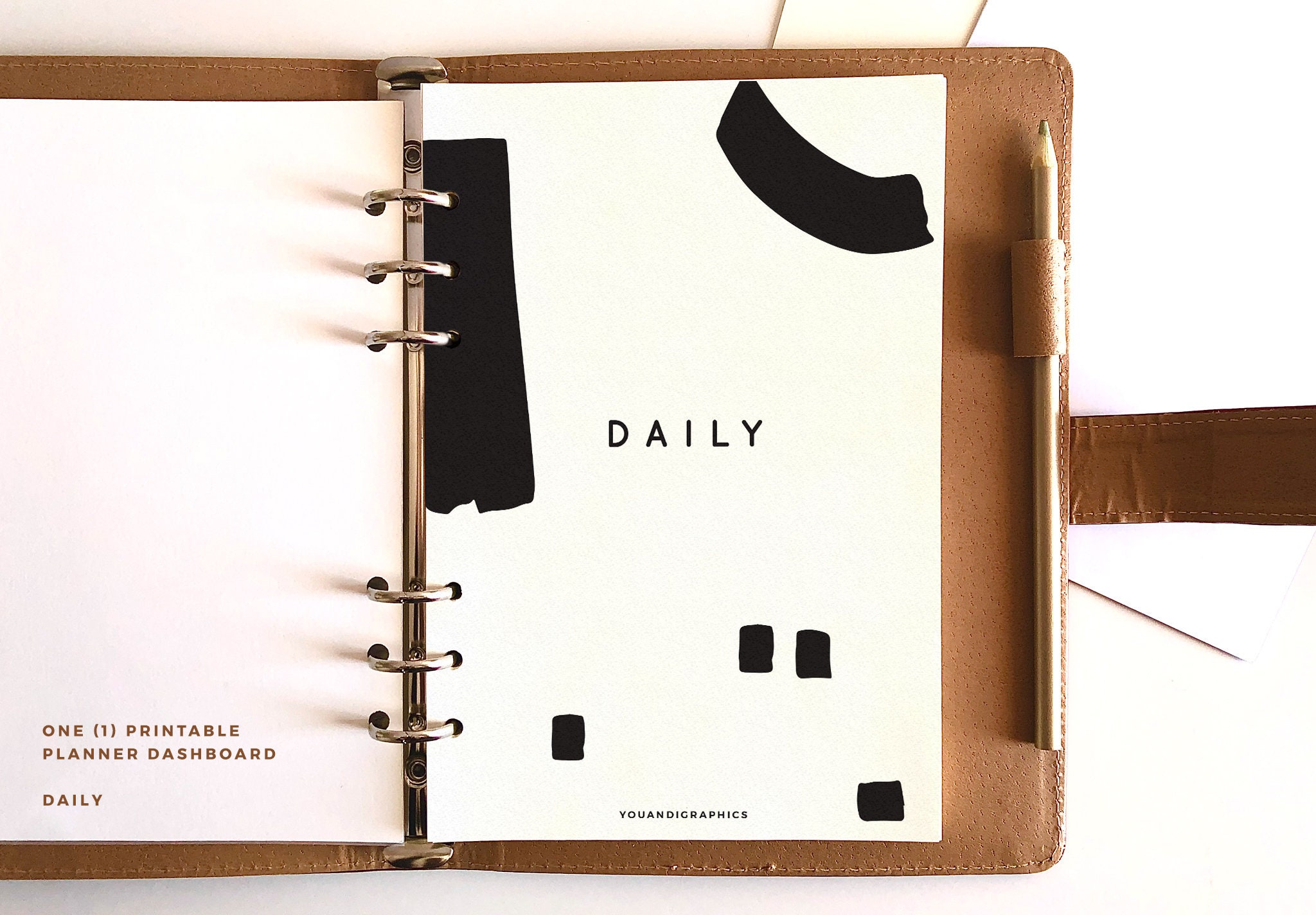 Single Printable Planner Dashboard DAILY Divider With Abstract Shapes ...