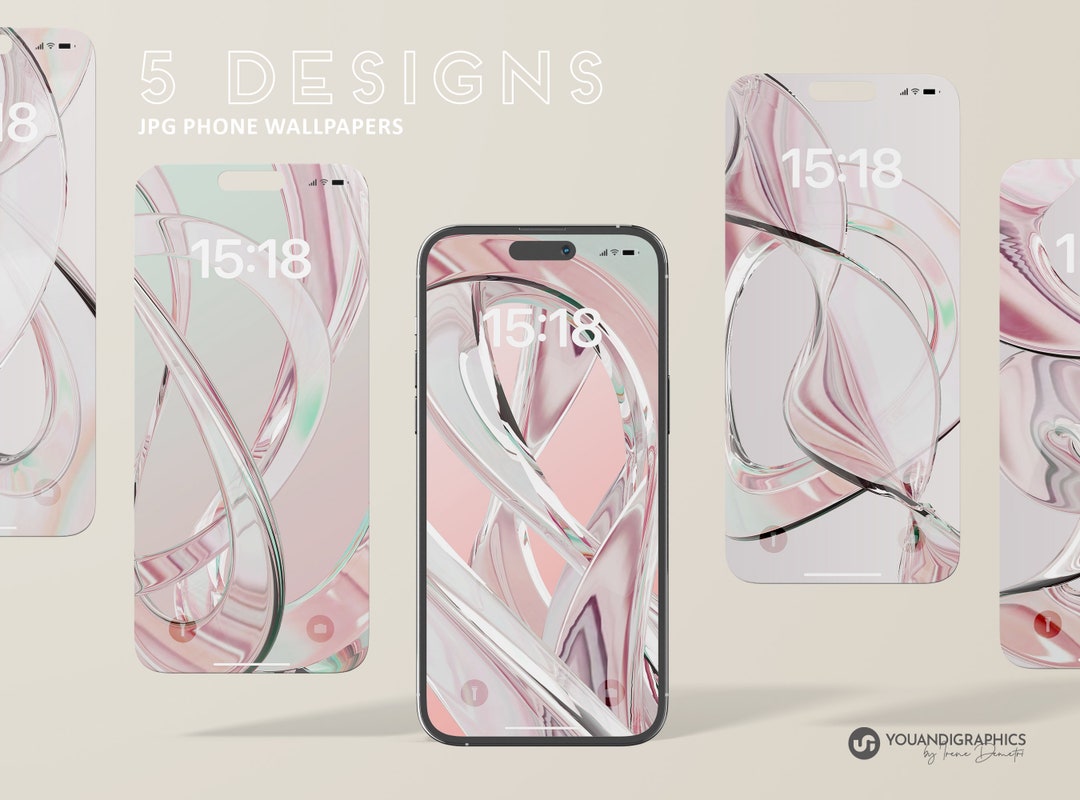 Abstract Glass Shapes Phone Wallpaper Set | IOS & Android (digital ...