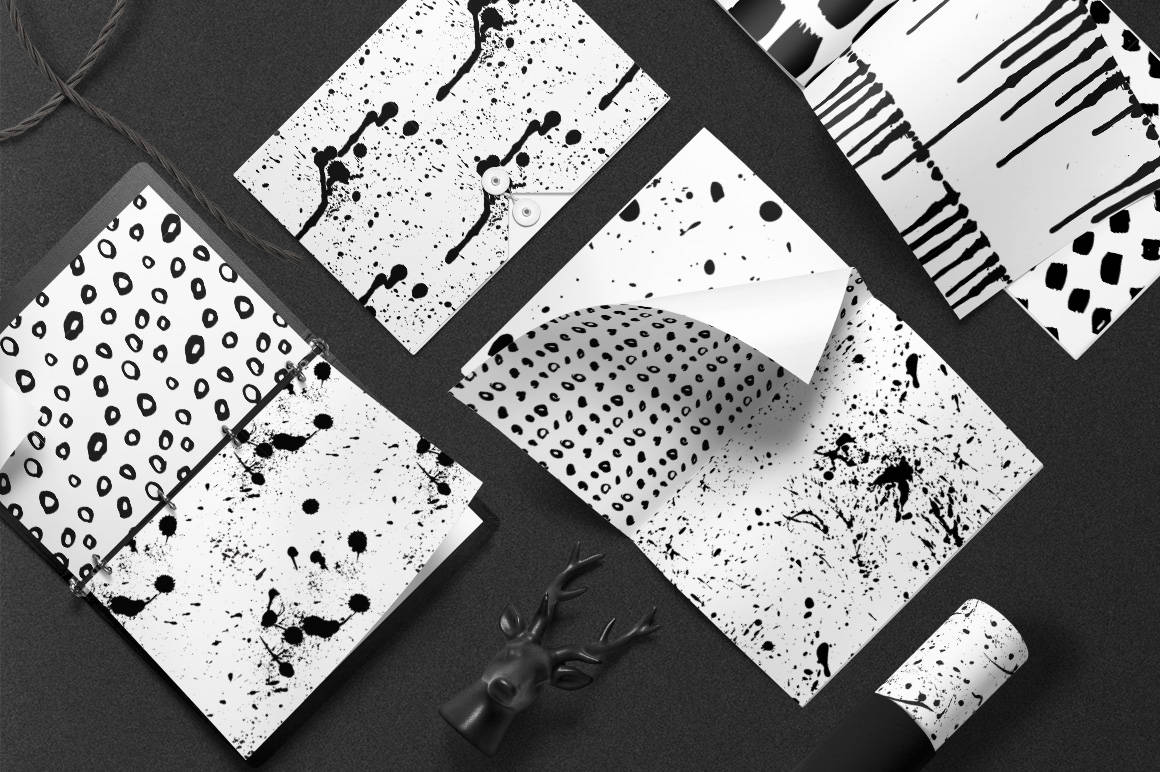 Brush Strokes Patterns Ink Digital Paper Printable Paper | Etsy