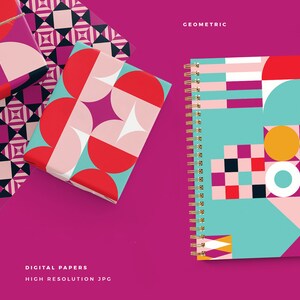 Geometric Digital Paper, Colorful Shapes Backgrounds (50 Files) - Etsy