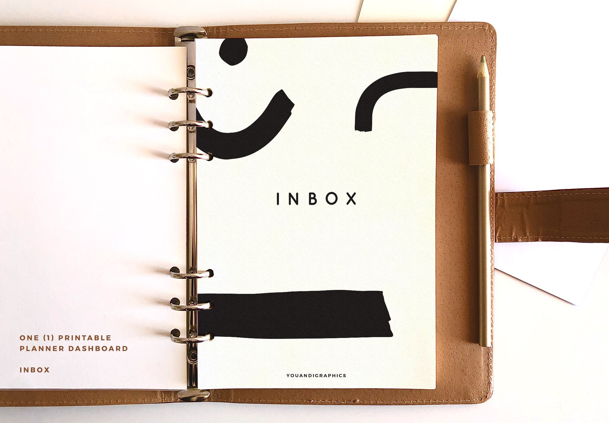 Single Printable Planner Dashboard INBOX Divider With Abstract Shapes ...