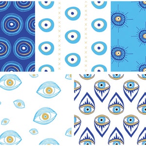 Evil Eye Backgrounds, Eyes Pattern, Hand-drawn, Digital Paper ...