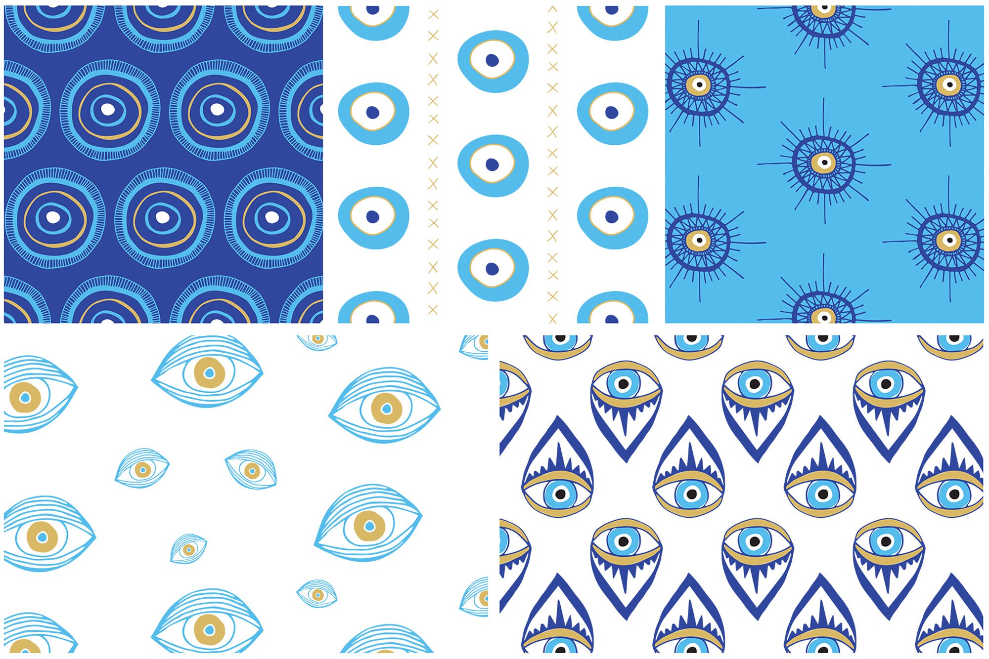 Evil Eye Backgrounds Eyes Pattern Hand-drawn Digital Paper - Etsy