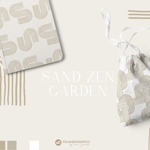 Sand Zen Garden Digital Papers, Earthy, Neutral Tones Bohemian ...