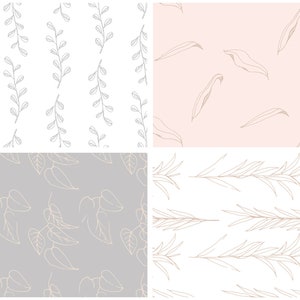 Digital Paper, Printable Paper, Leaves, Handdrawn Wedding Patterns ...