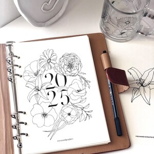 2025 Printable Planner Dashboard With Flowers, New Year Inserts, 8 ...