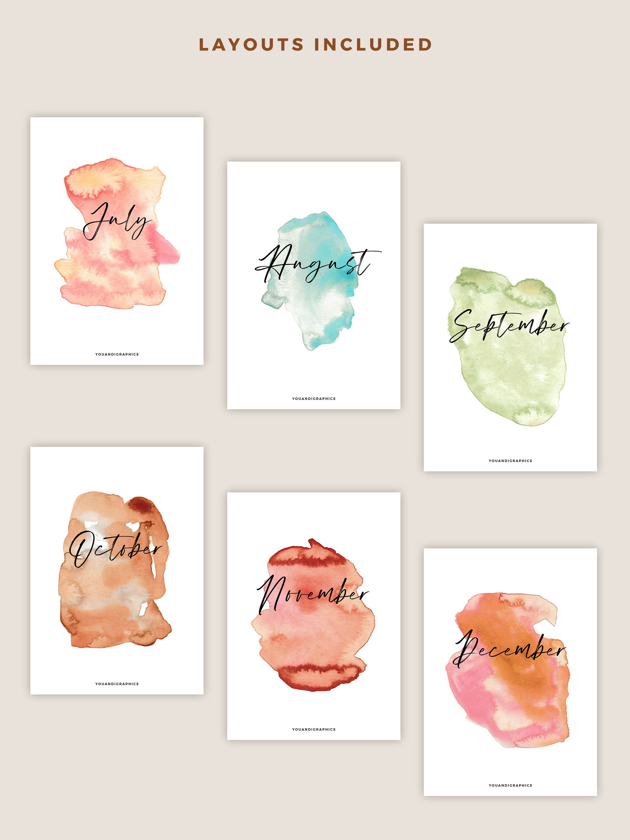 Printable Months Planner Dashboards Watercolor Planner - Etsy