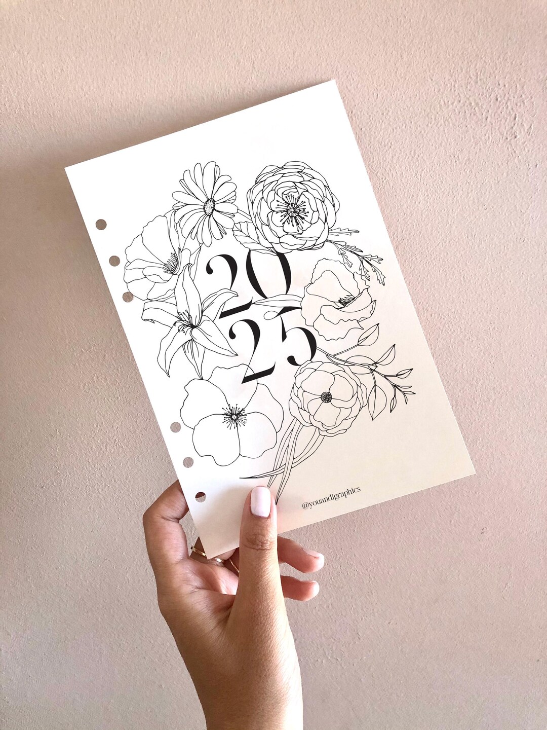 2025 Printable Planner Dashboard With Flowers, New Year Inserts, 8 ...
