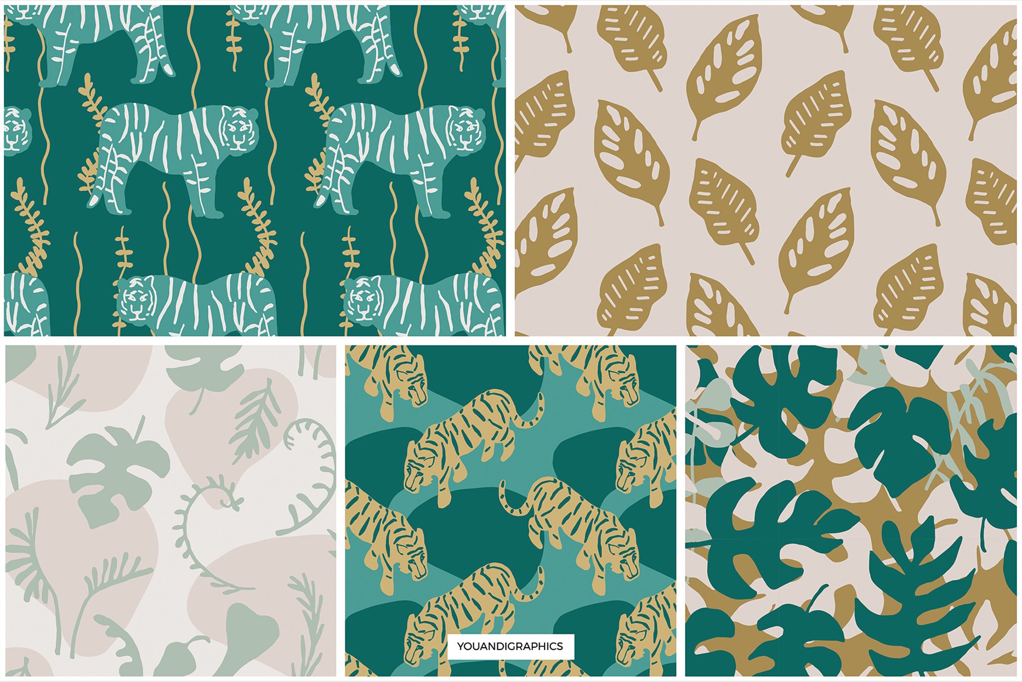 Tropical Tiger Jungle Theme Printable Papers Digital | Etsy