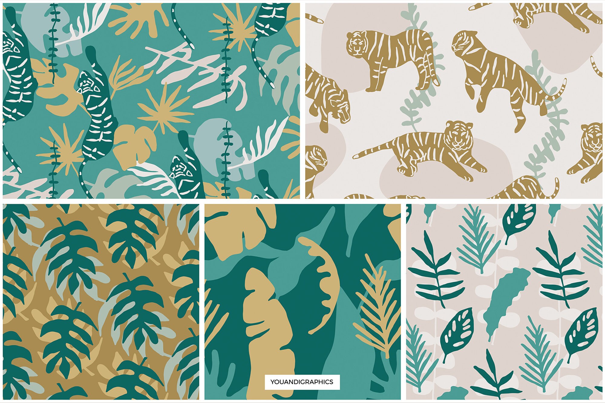Tropical Tiger Jungle Printable Paper, Exotic Scrapbook Paper (digital ...