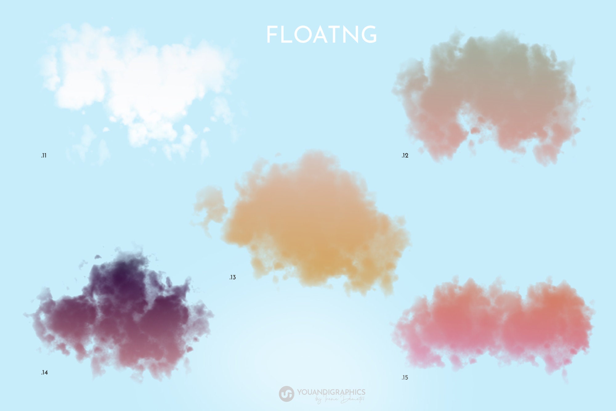Soft Clouds Clipart, PNG Graphics, Transparent Background (digital ...