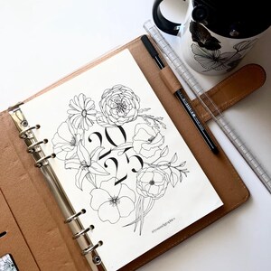 2025 Printable Planner Dashboard With Flowers, New Year Inserts, 8 ...