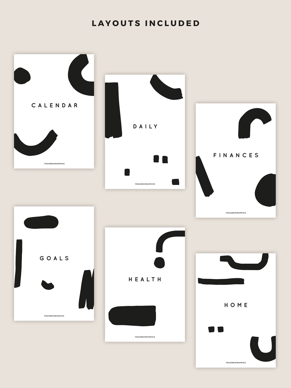 Bold Shapes Printable Planner Dashboards Inserts Modern | Etsy