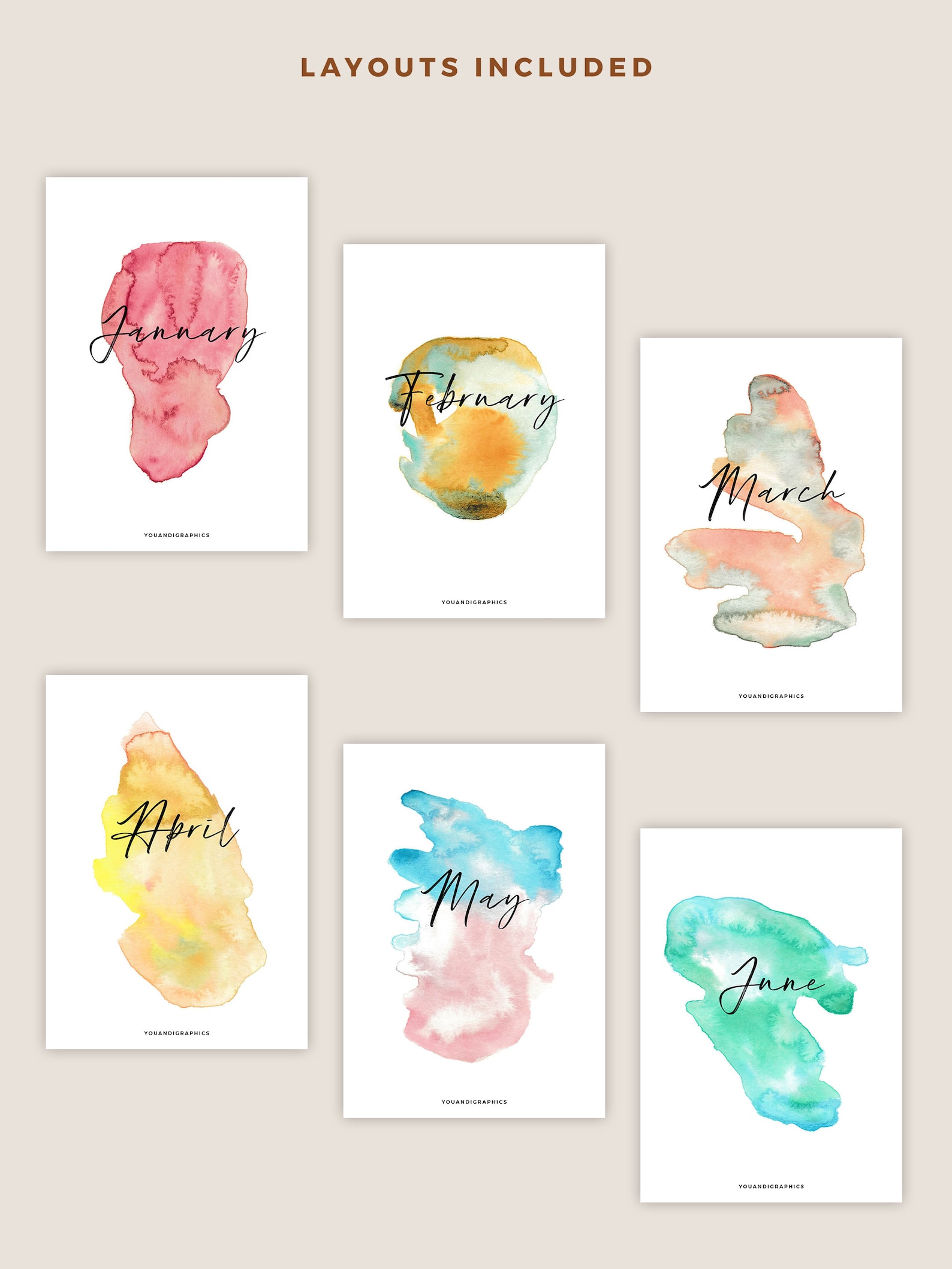 Printable Months Planner Dashboards Watercolor Planner - Etsy