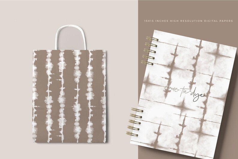 Shibori Tie-dye Digital Papers Earthy Neutral Tones Bohemian | Etsy