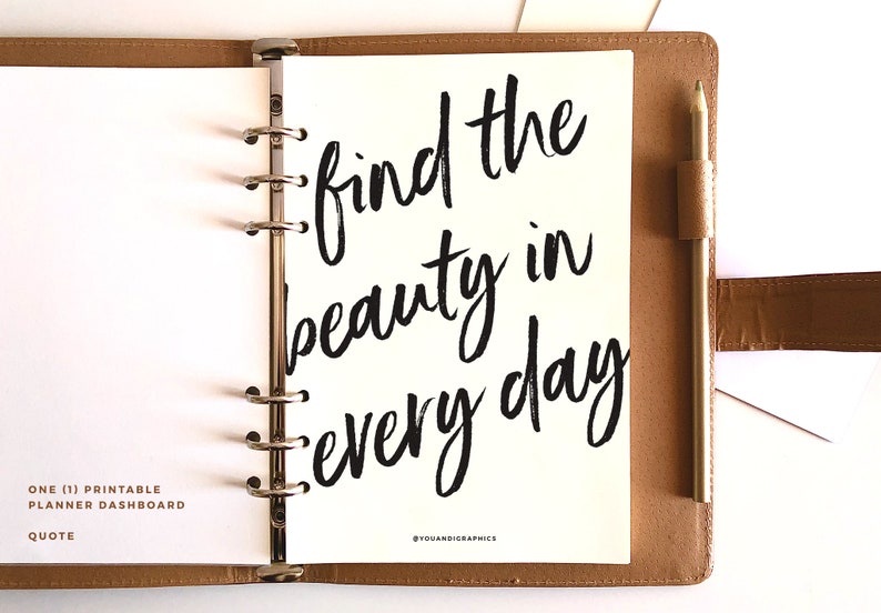 Single Printable Planner Dashboard With Quote Design. Ideal - Etsy