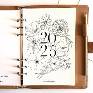 2025 Printable Planner Dashboard With Flowers, New Year Inserts, 8 ...
