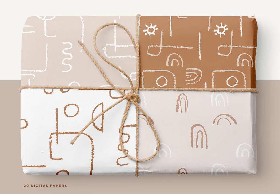 Abstract Boho Style Digital Papers, Bohemian Backgrounds, Hand-painted ...