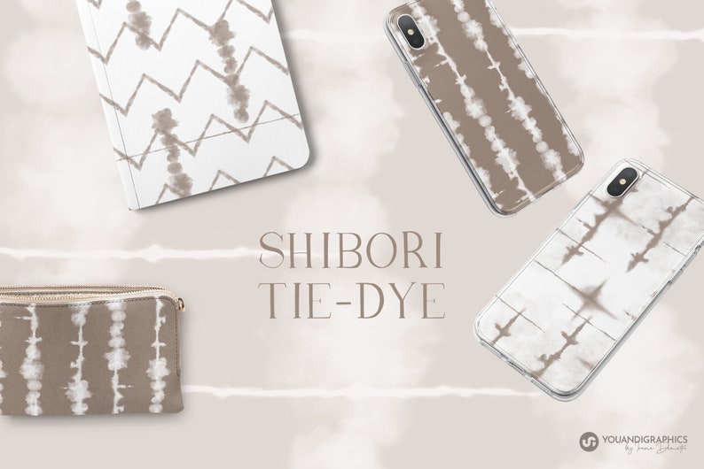Shibori Tie-dye Digital Papers Earthy Neutral Tones Bohemian | Etsy