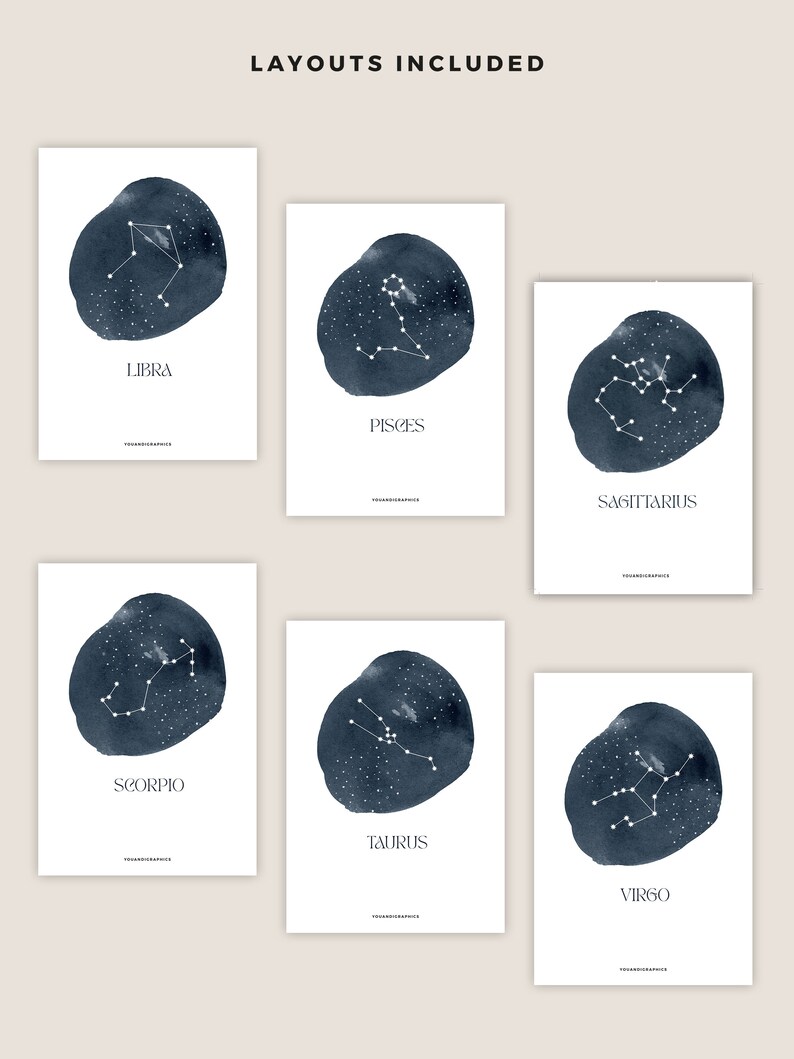Zodiac Constellation Printable Planner Dashboards Star Signs - Etsy
