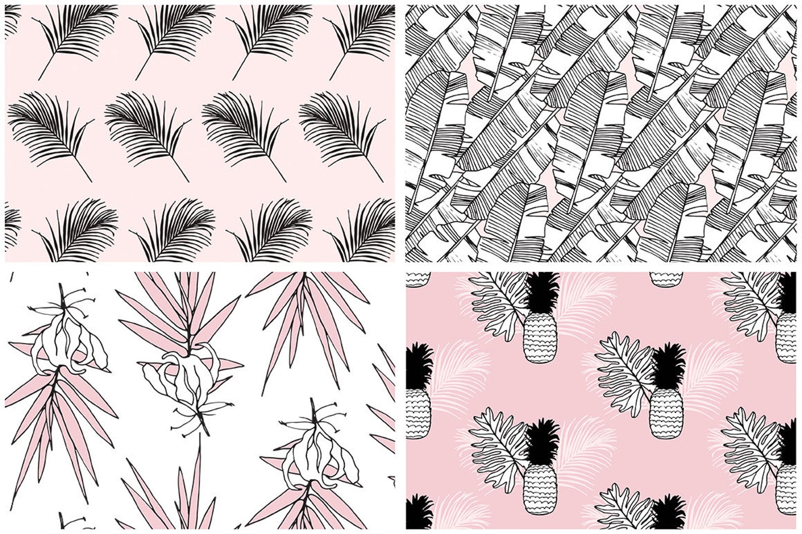 Tropical Pattern Digital Paper, Flamingo and Monstera Print (digital ...