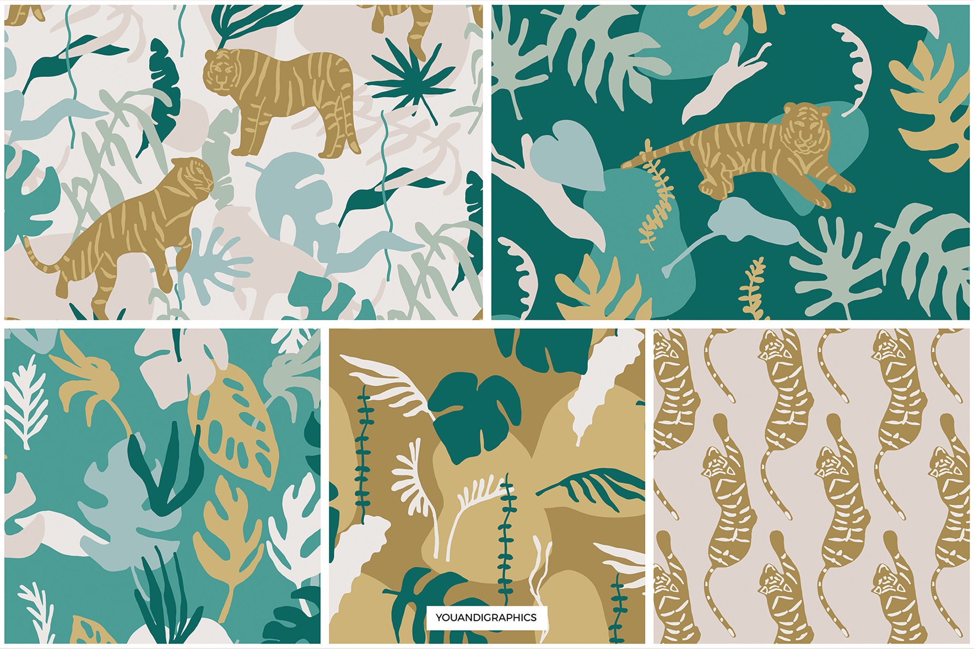 Tropical Tiger Jungle Theme Printable Papers Digital | Etsy