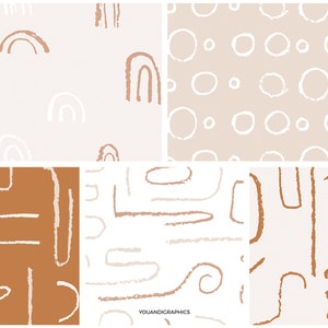 Abstract Boho Style Digital Papers, Bohemian Backgrounds, Hand-painted ...