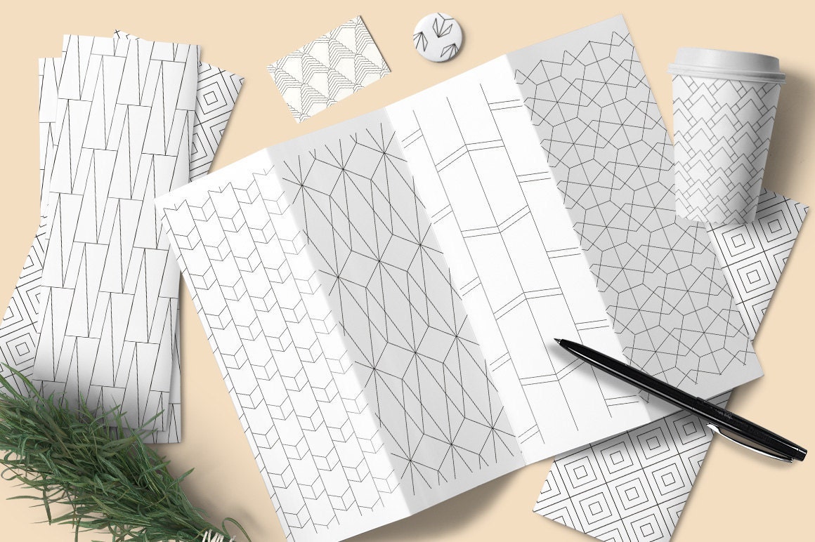 Geometric Patterns Background Digital Papers Scrapbook - Etsy