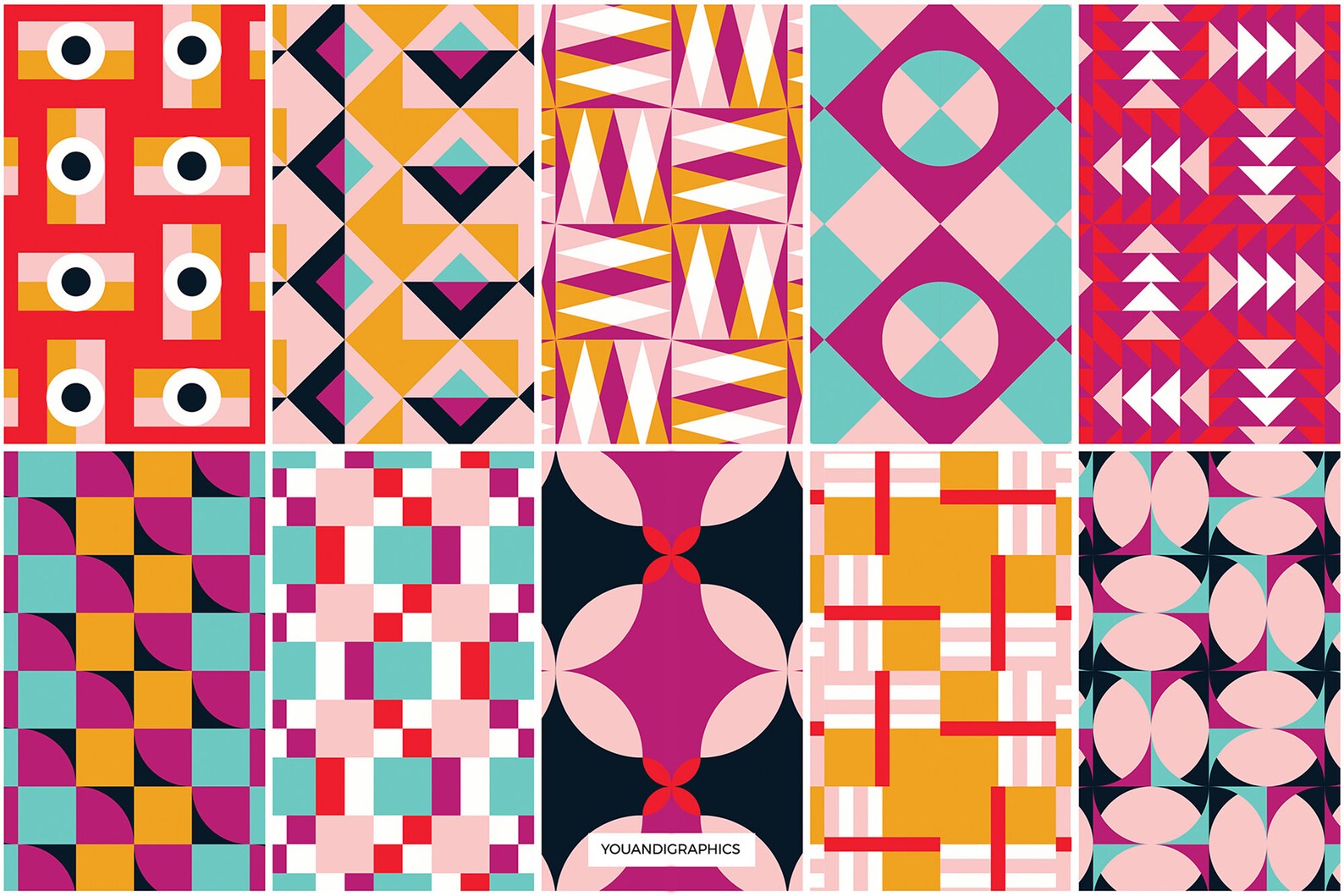 Geometric Backgrounds, Bold Fun Colorful Digital Papers, Printable ...