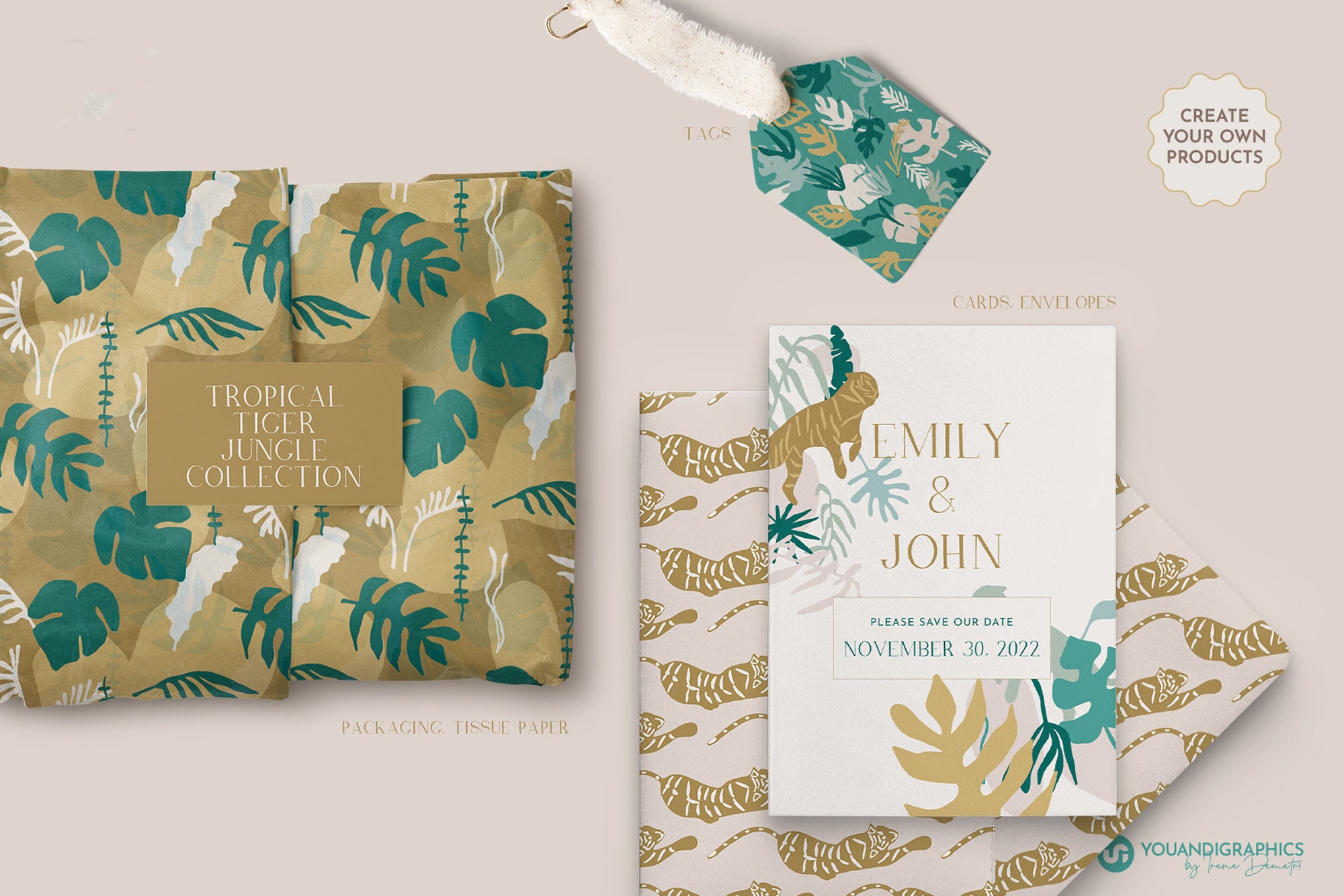 Tropical Tiger Jungle Theme Printable Papers Digital | Etsy