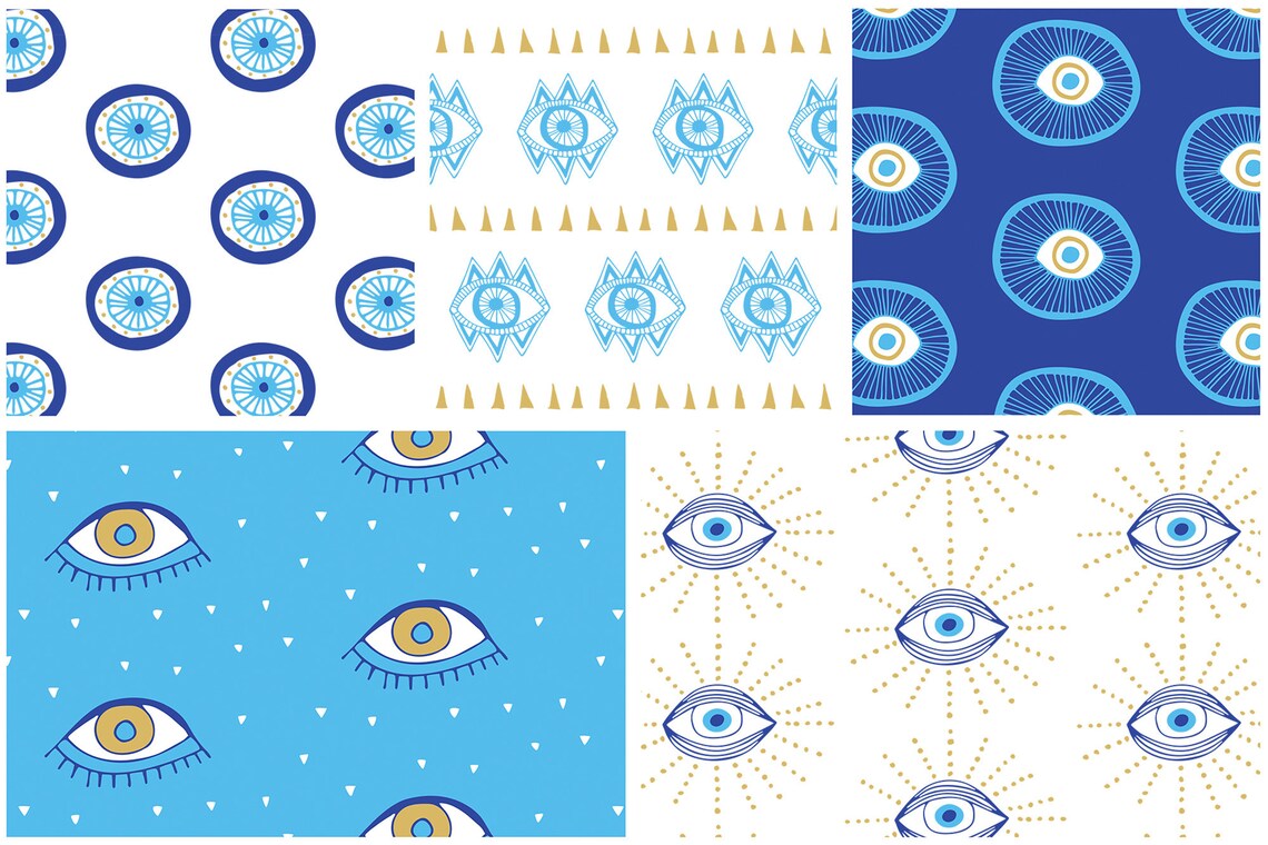 Evil Eye Backgrounds Eyes Pattern Hand-drawn Digital Paper - Etsy