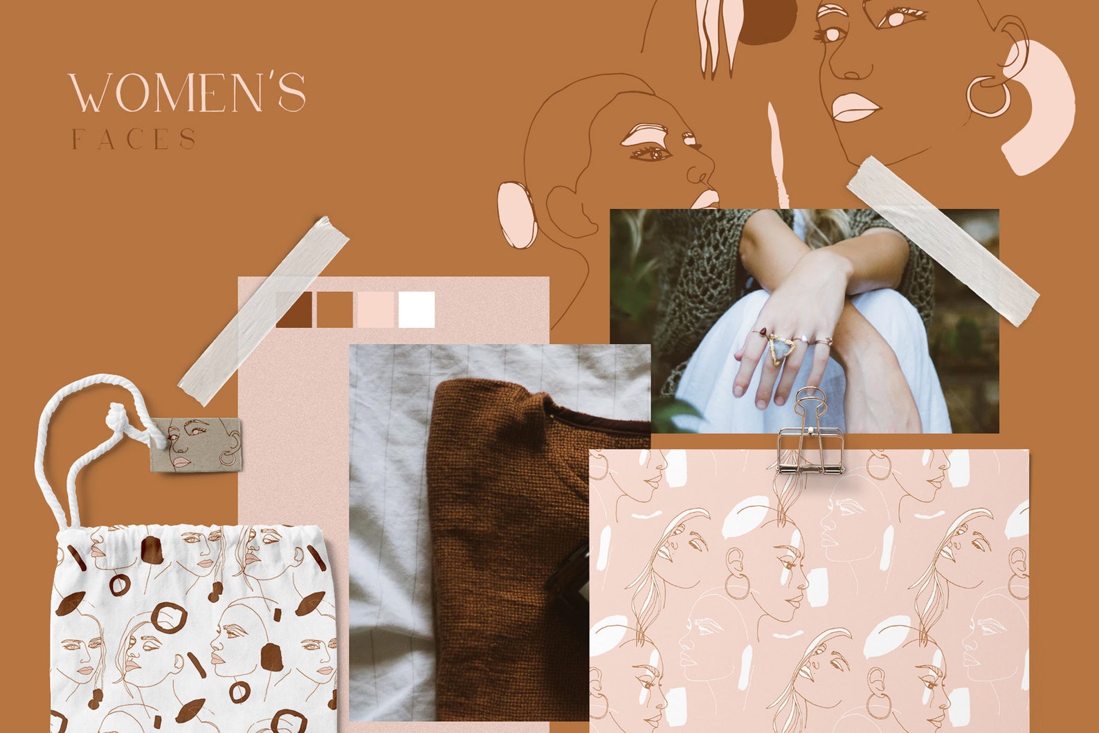 Women Pattern Prints Faces Backgrounds Digital Papers | Etsy