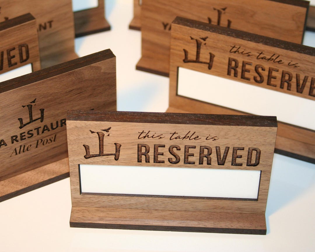 Table Reserved Sign | Solid Walnut Wood | Rustic or Modern Restaurant ...