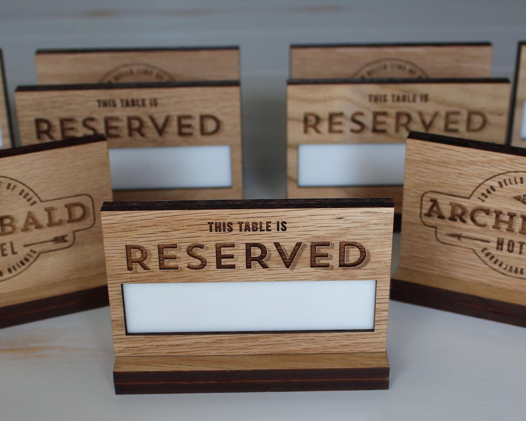 Table Reserved Sign | Solid Oak Wood | Rustic or Modern Restaurant ...