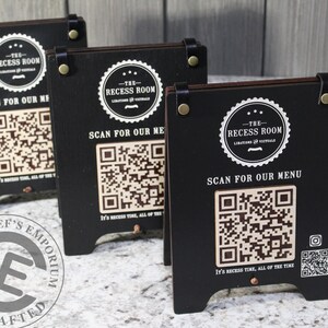Table Sign QR Code SCAN for MENU Custom Engraved Wooden Restaurant ...