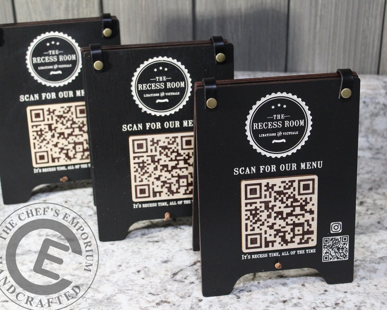 Table Sign QR Code SCAN for MENU Custom Engraved Wooden - Etsy